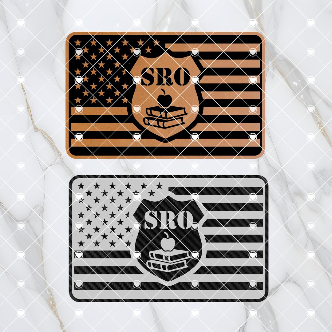 School Resource Officer American Flag SVG, Laser Engraved Leather Patch ...