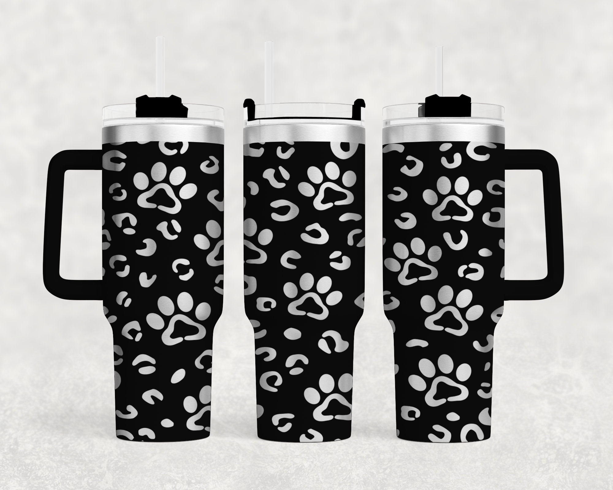 Leopard Dog Paw Print Laser Engraved Full Wrap 40oz Tumbler, Digital ...