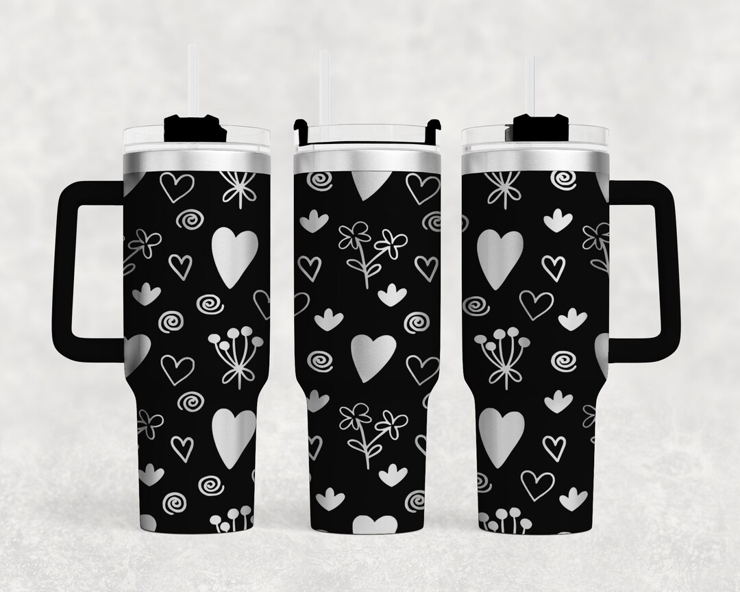 Heart Pattern Laser Engraved Full Wrap 40oz Tumbler, Digital Download ...