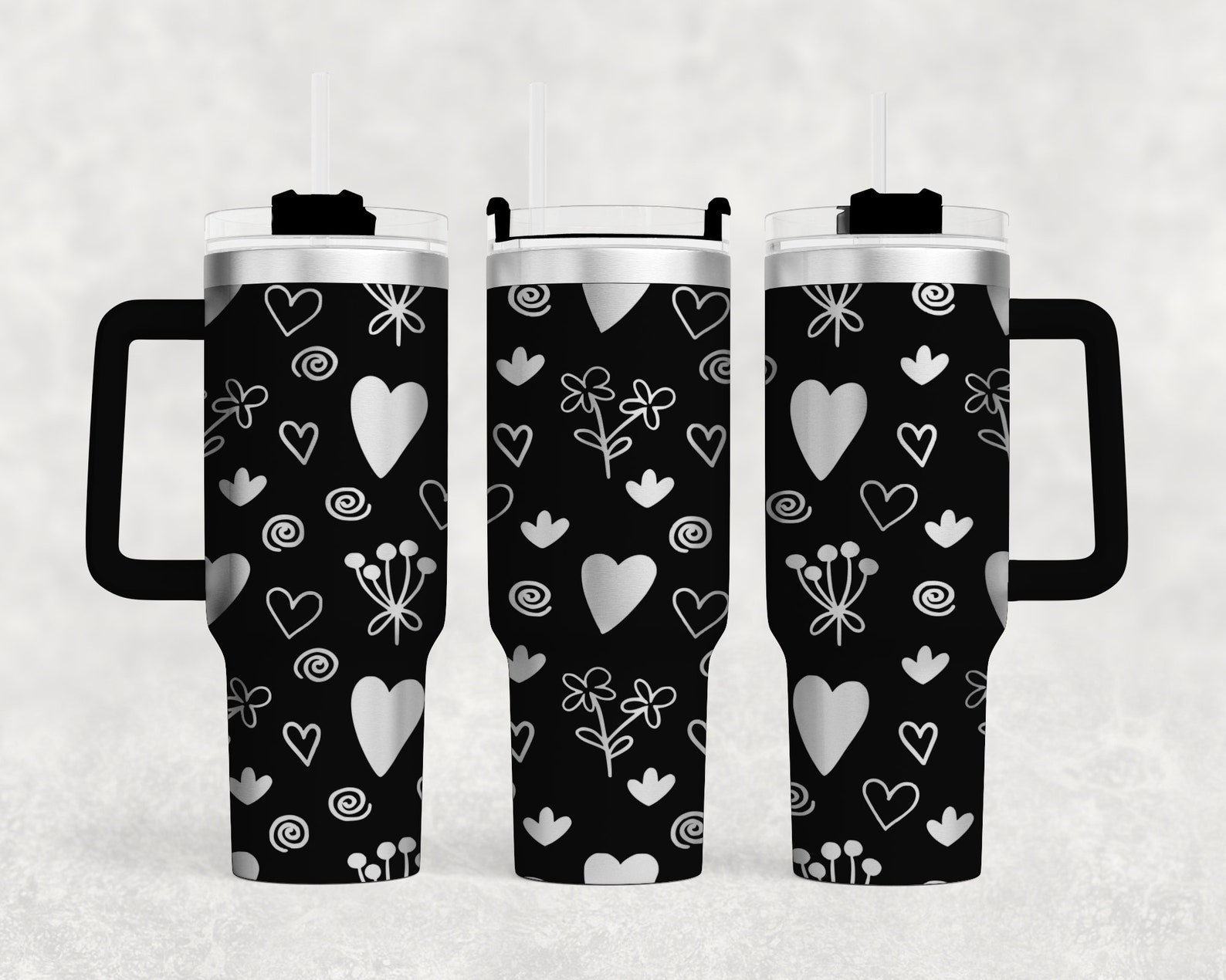 Heart Pattern Laser Engraved Full Wrap 40oz Tumbler, Digital Download ...