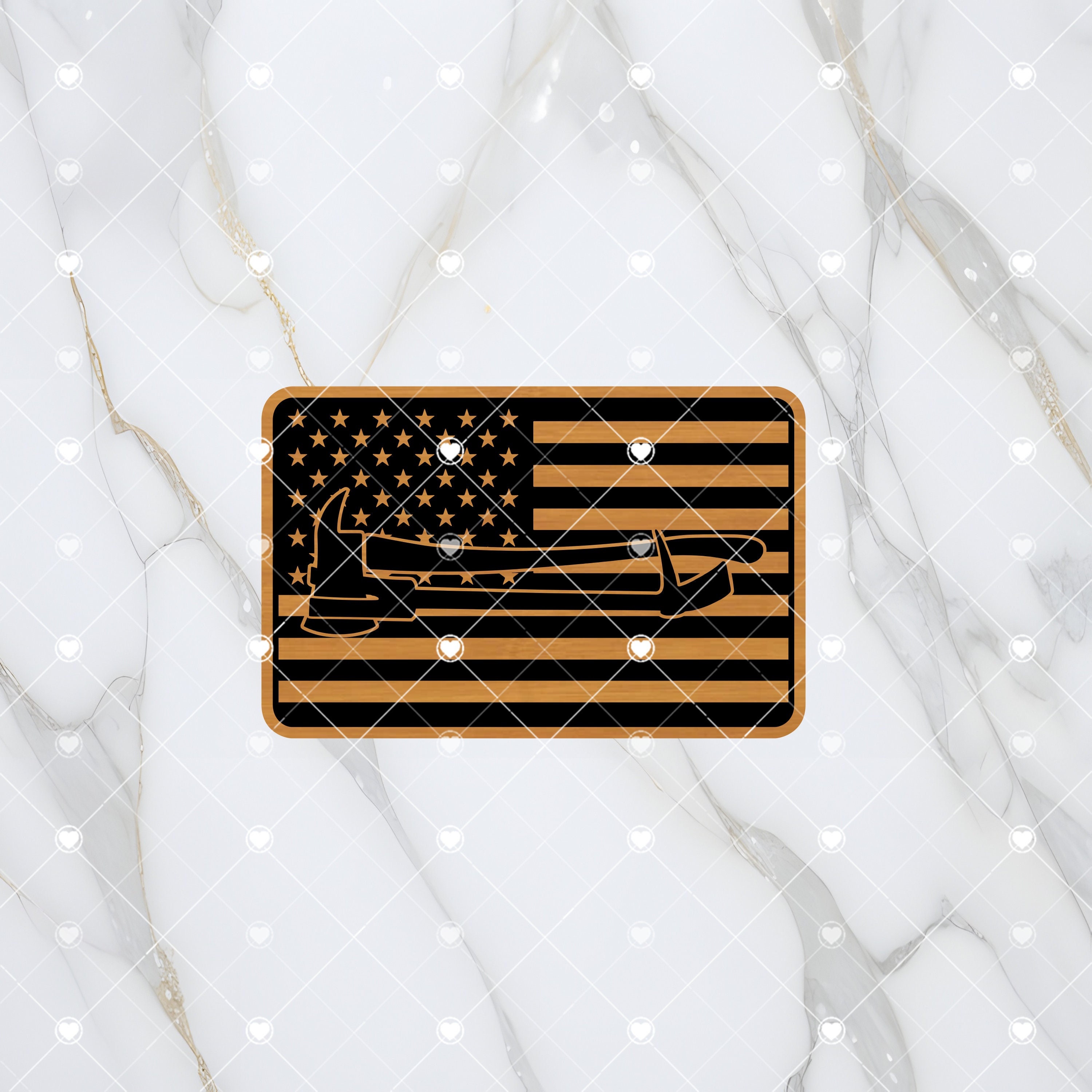 American Flag Firefighter Tools SVG, Laser Engraved Leather Patch ...