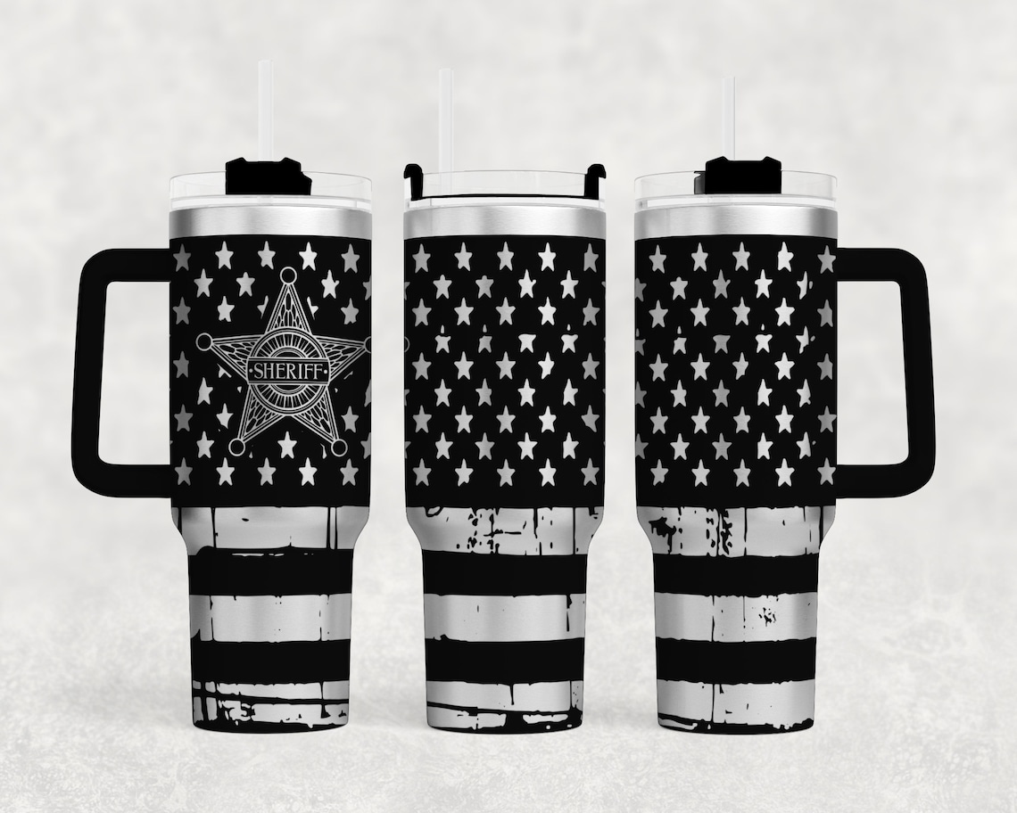 Deputy Sheriff Distressed American Flag Laser Engraved Wrap 40oz ...