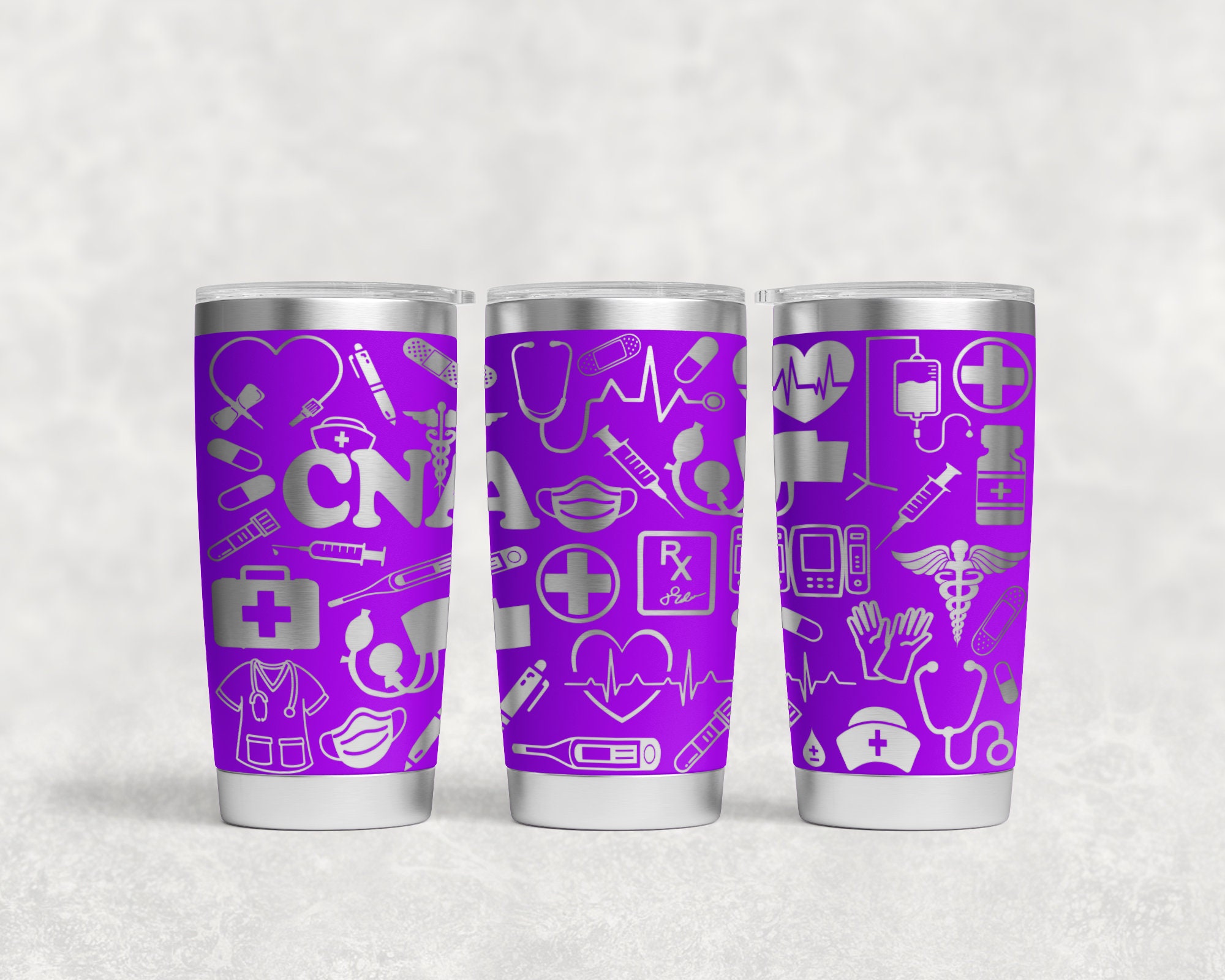 CNA Laser Engraved Full Wrap 20oz Tumbler, Digital Download, SVG, Seamless Design, Registered ...