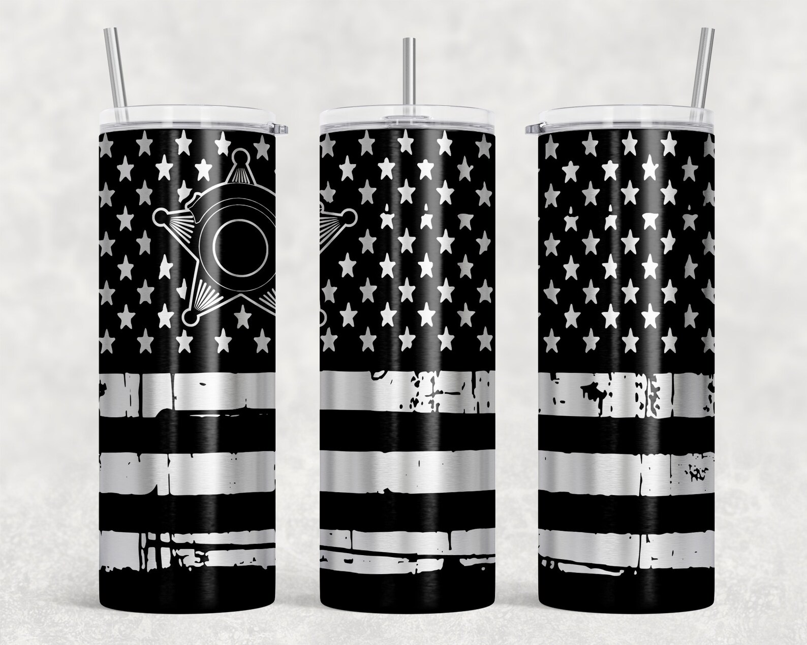 Deputy Sheriff FAUX Laser 20oz Skinny SUBLIMATION Wrap, Tumbler Digital ...