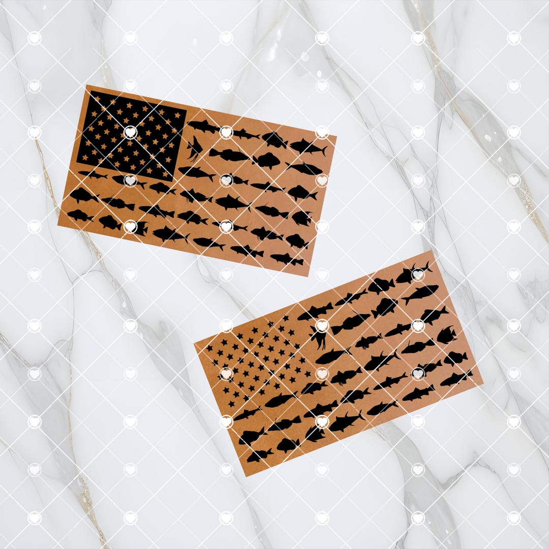 Fishing American Flag SVG, Laser Engraved Leather Patch Design, Digital ...