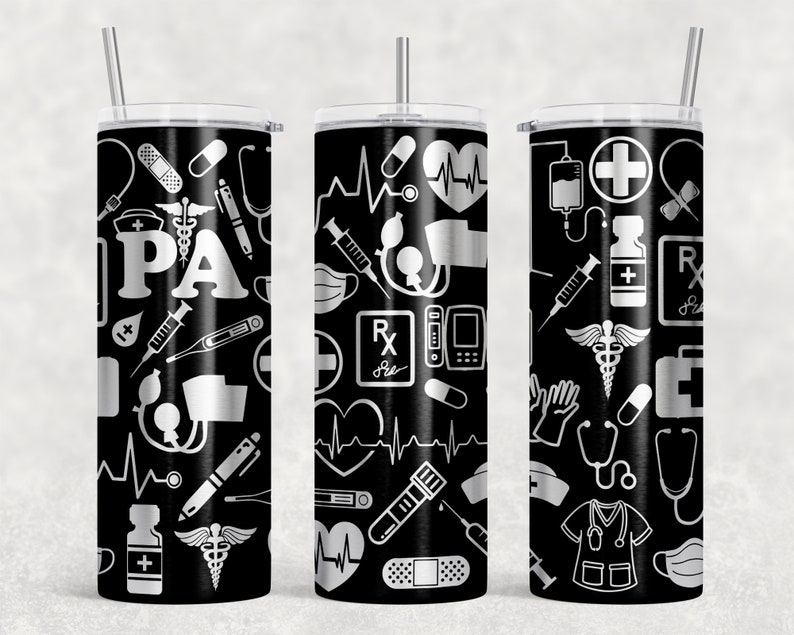 Physician Assistant FAUX Laser 20oz Skinny SUBLIMATION Wrap, Tumbler ...