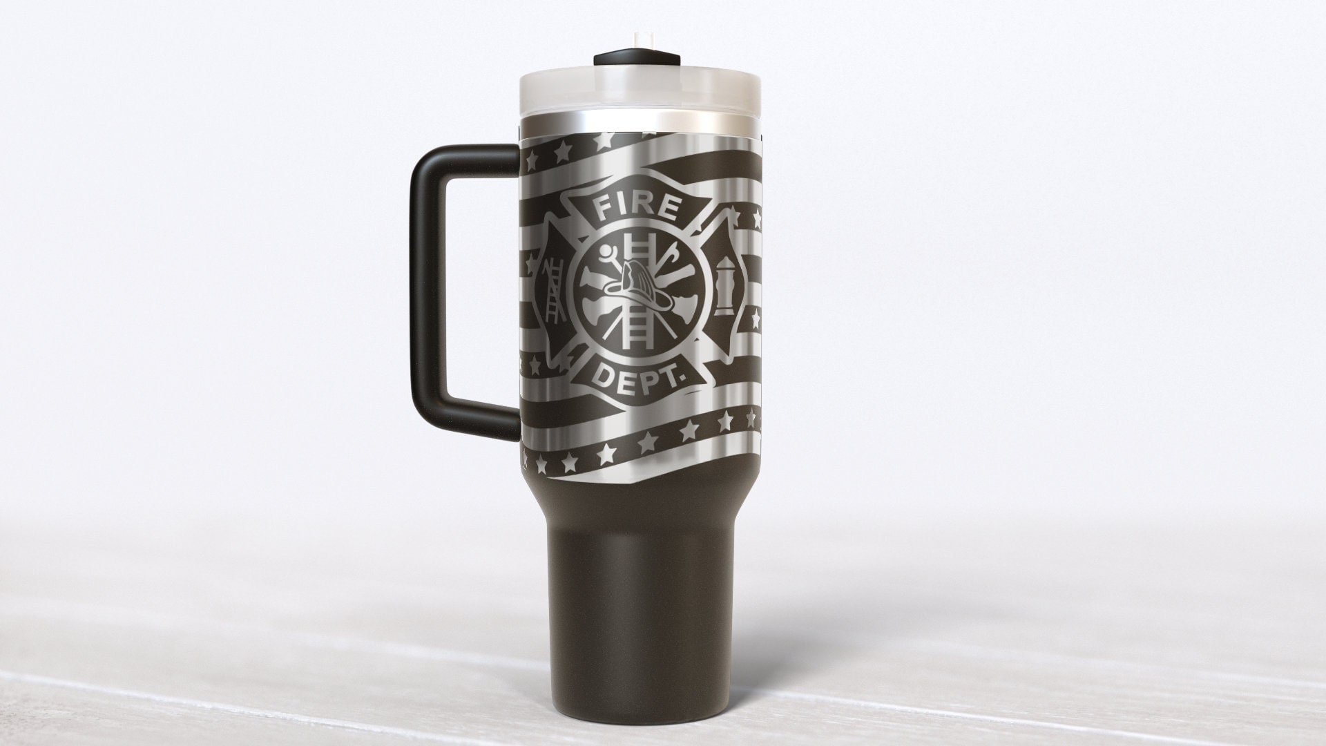 Fire Dept. Distressed American Flag Laser Engraved Wrap 40oz Tumbler ...