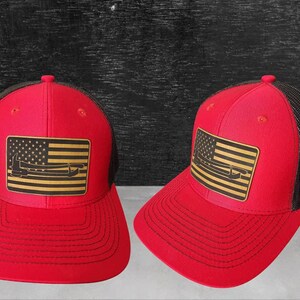 American Flag Firefighter Tools SVG, Laser Engraved Leather Patch ...