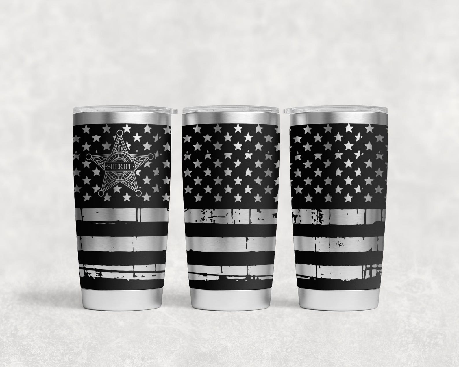 Deputy Sheriff Distressed American Flag Laser Engraved Wrap 20oz ...