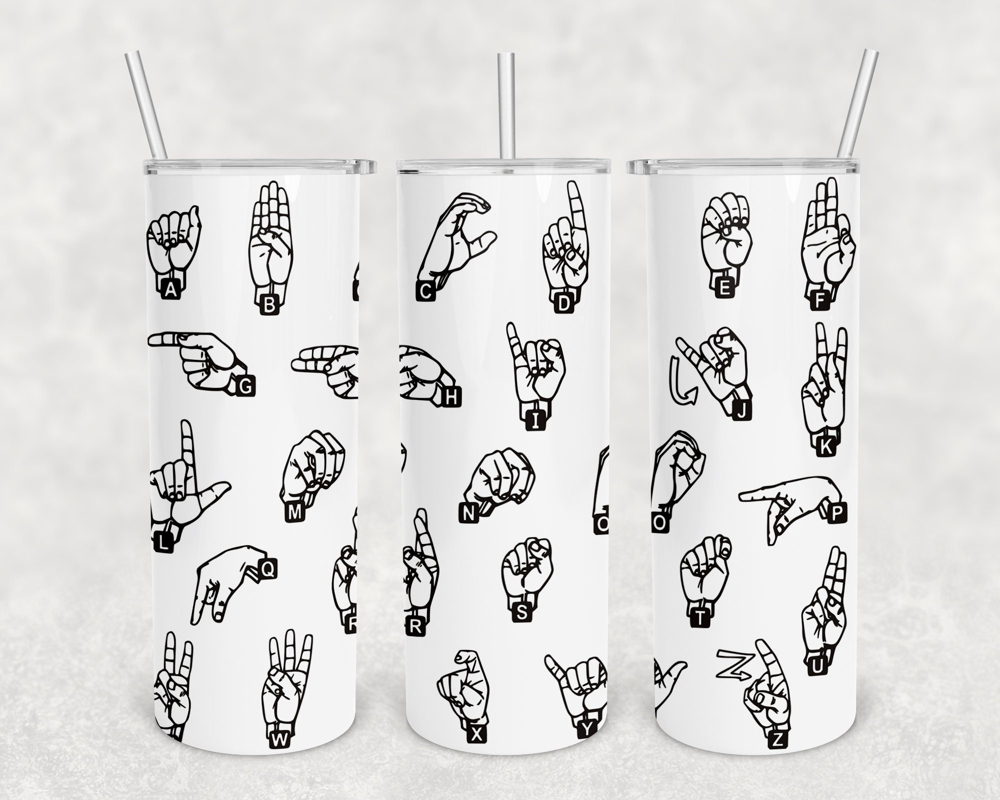American Sign Language 20oz Skinny Sublimation Wrap, 20 Oz Tumbler ...