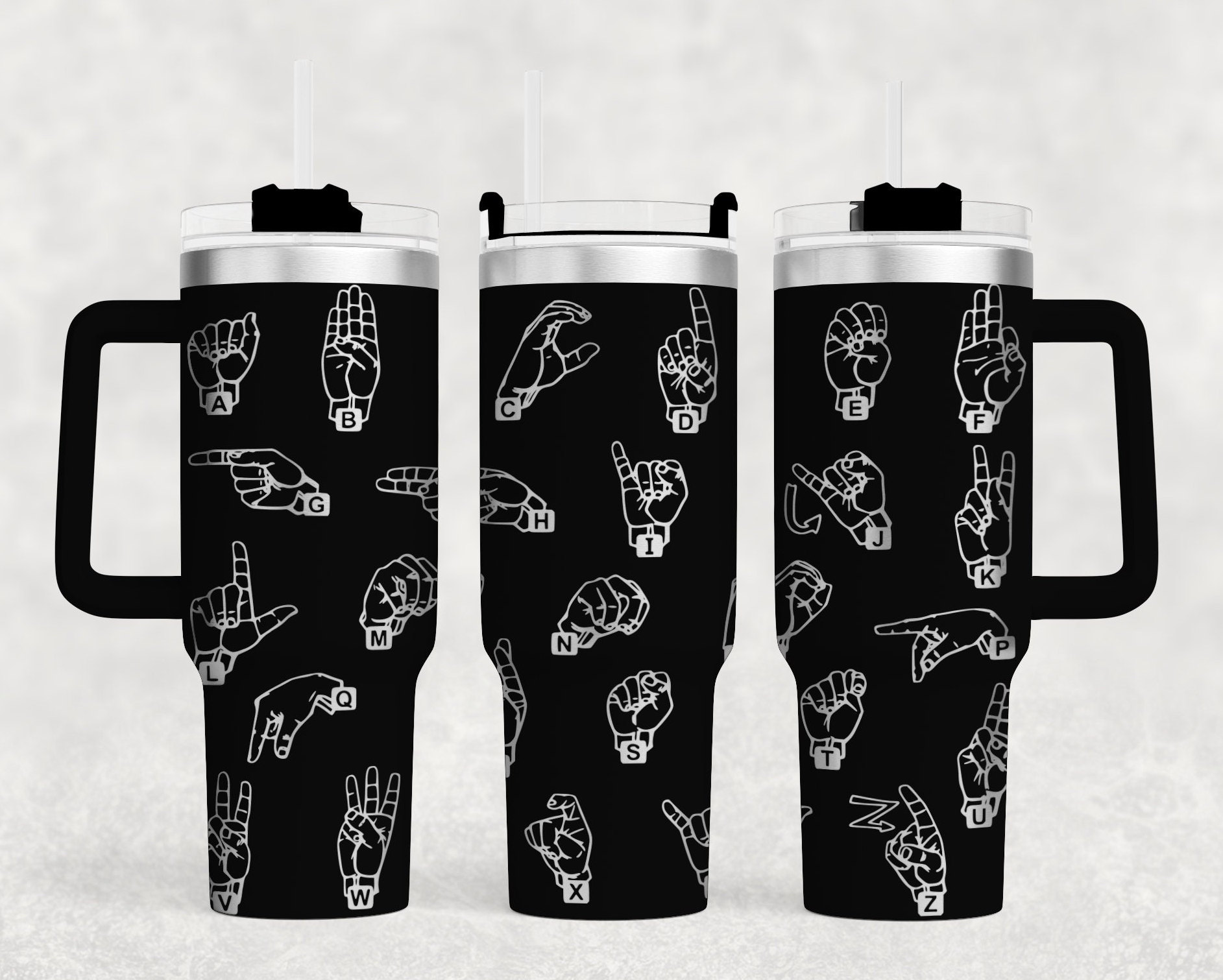 American Sign Language Laser Engraved Full Wrap 40oz Tumbler, Digital ...