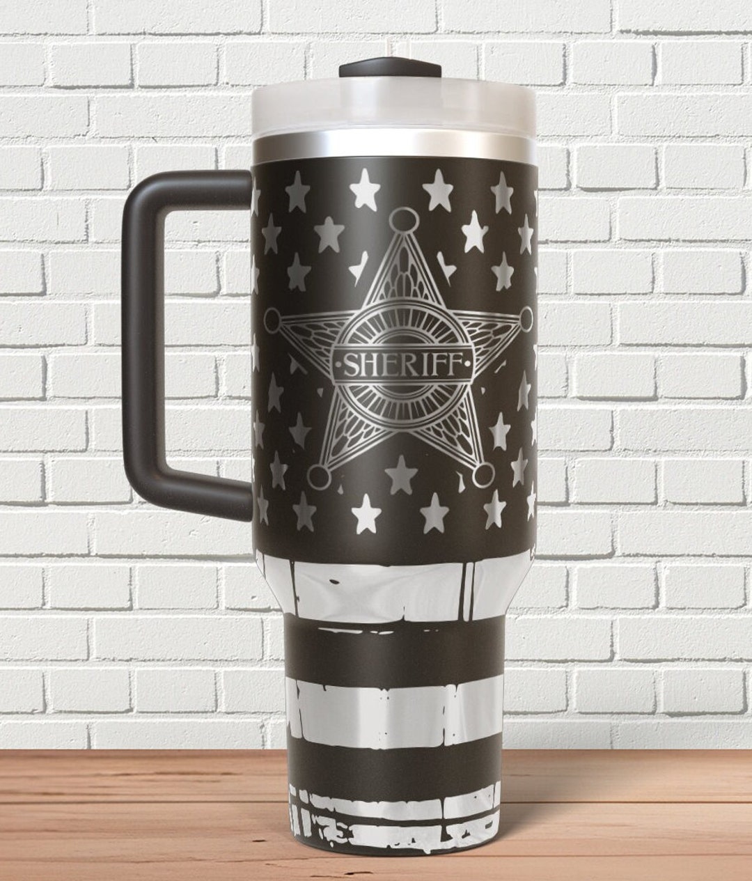 Deputy Sheriff Distressed American Flag Laser Engraved Wrap 40oz ...