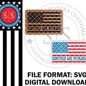 United We Stand American Flag SVG, Laser Engraved Leather Patch Design ...