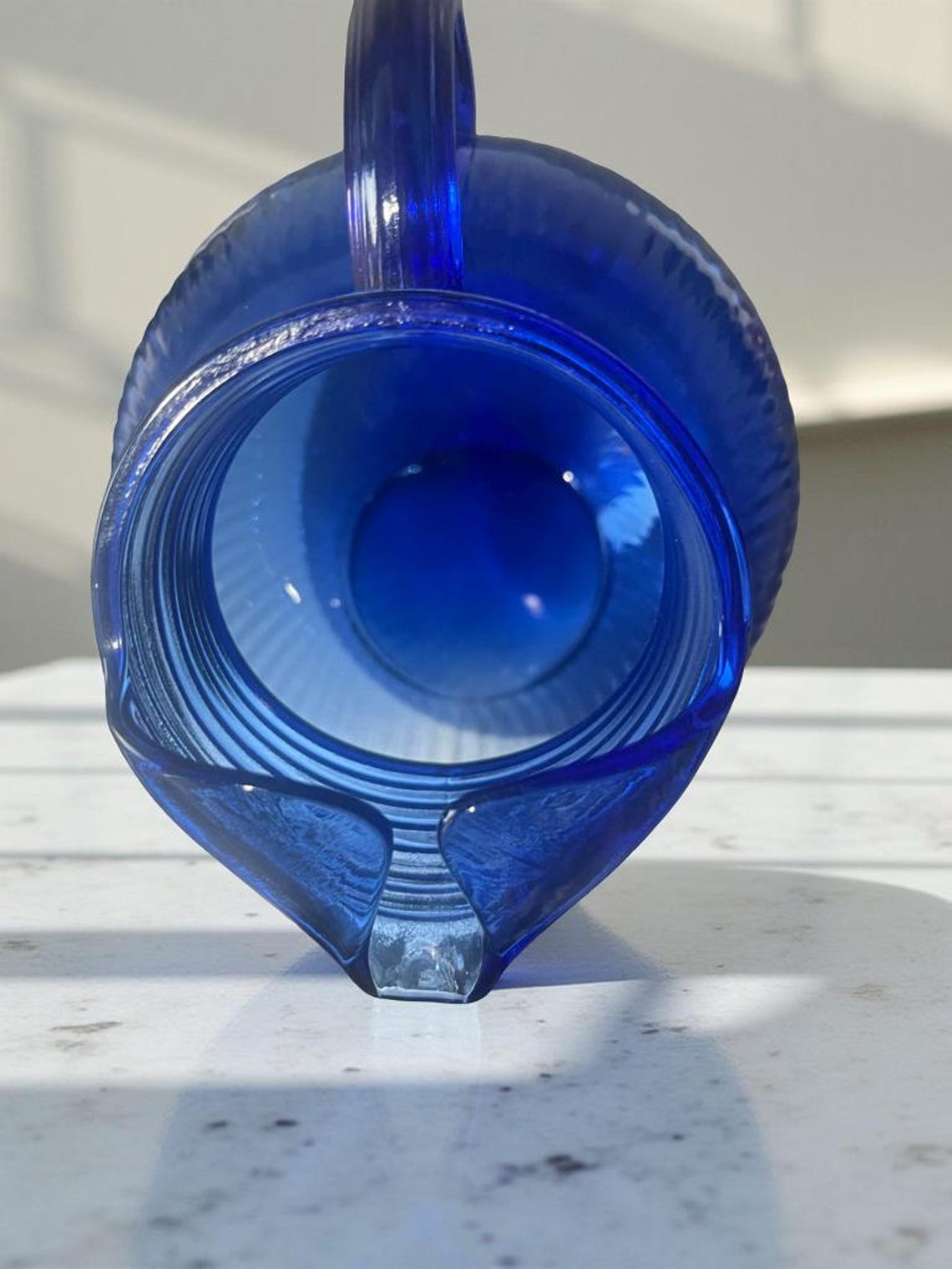 Vintage 1930s Hazel Atlas Cobalt Blue Tilt Ball Pitcher – Fine Rib ...