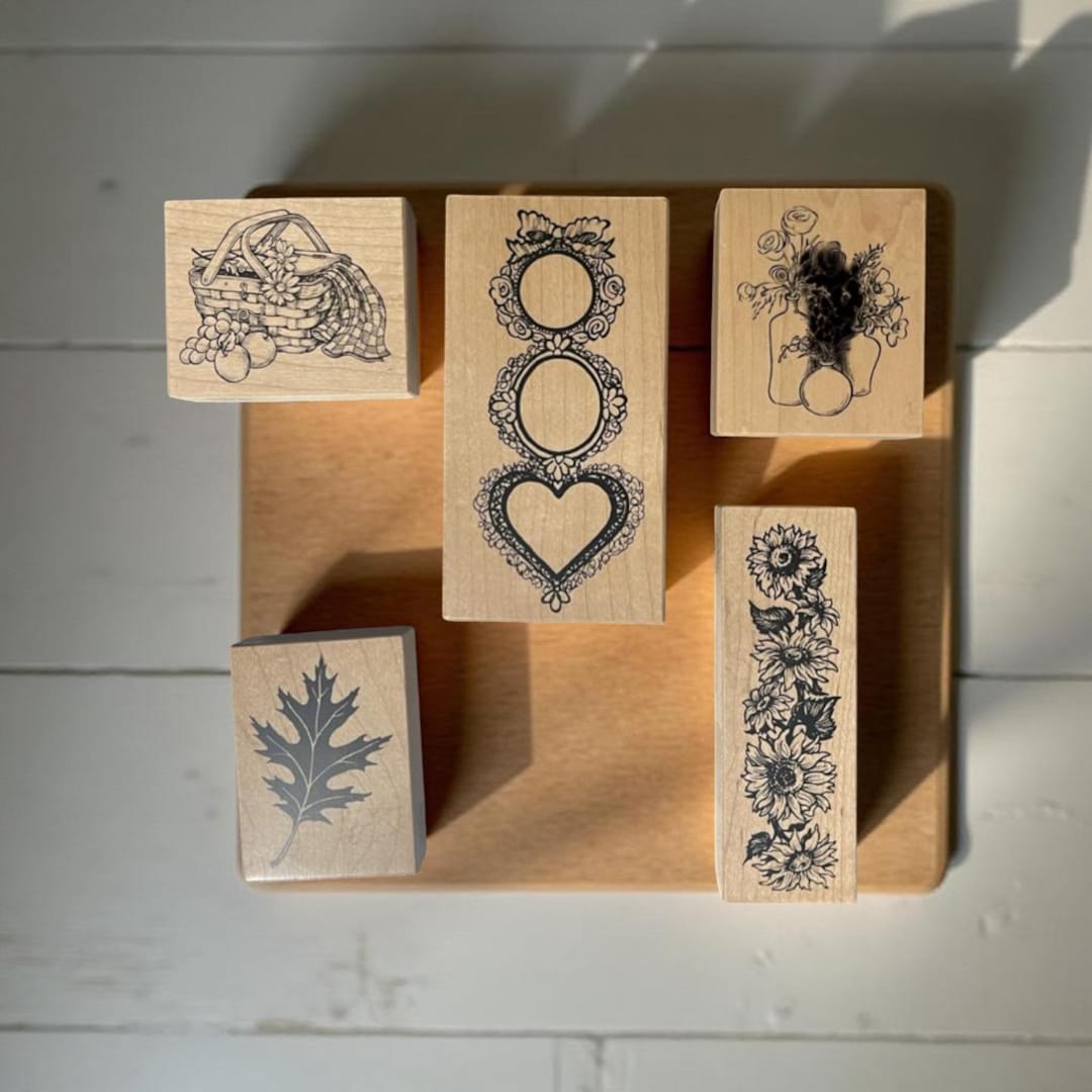 Vintage PSX Rubber Stamp Bundle – Oak Leaf, Sunflower, Heart Frame ...