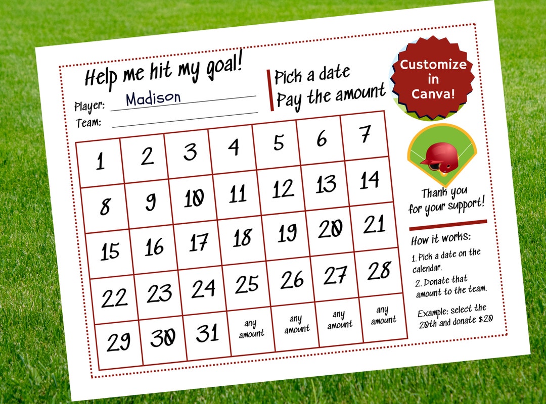 Editable Fundraiser Template for Baseball or Softball Pick a Date ...