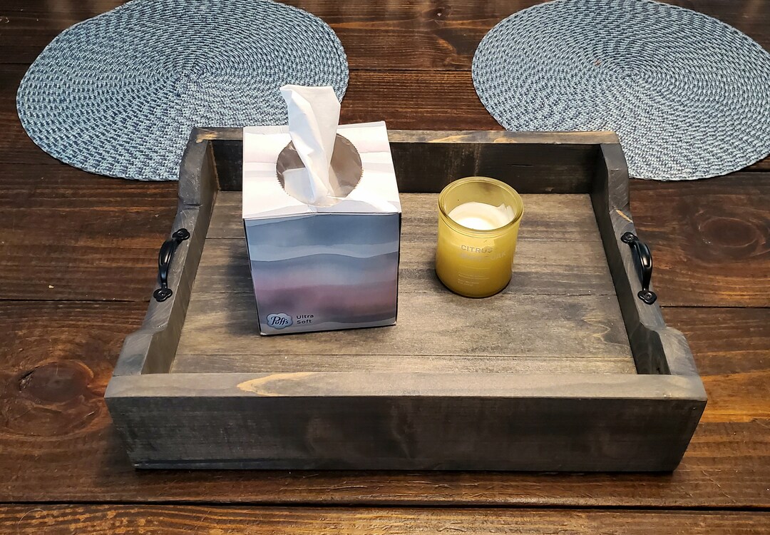 Wooden Serving Tray / Rustic Gray Finish - Etsy