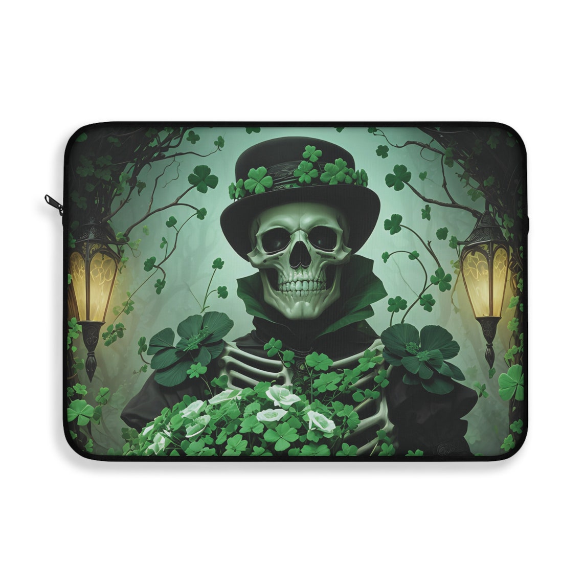Irish Style Computer Bag, Irish Skeleton With Top Hat and Green ...