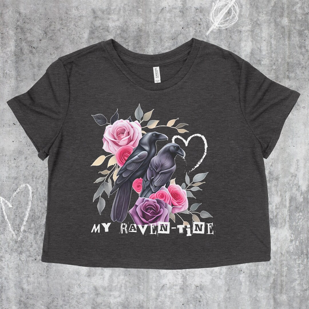 Two Black Ravens Crop Tee, my Raven-tine Pastel Goth Dark Valentine ...