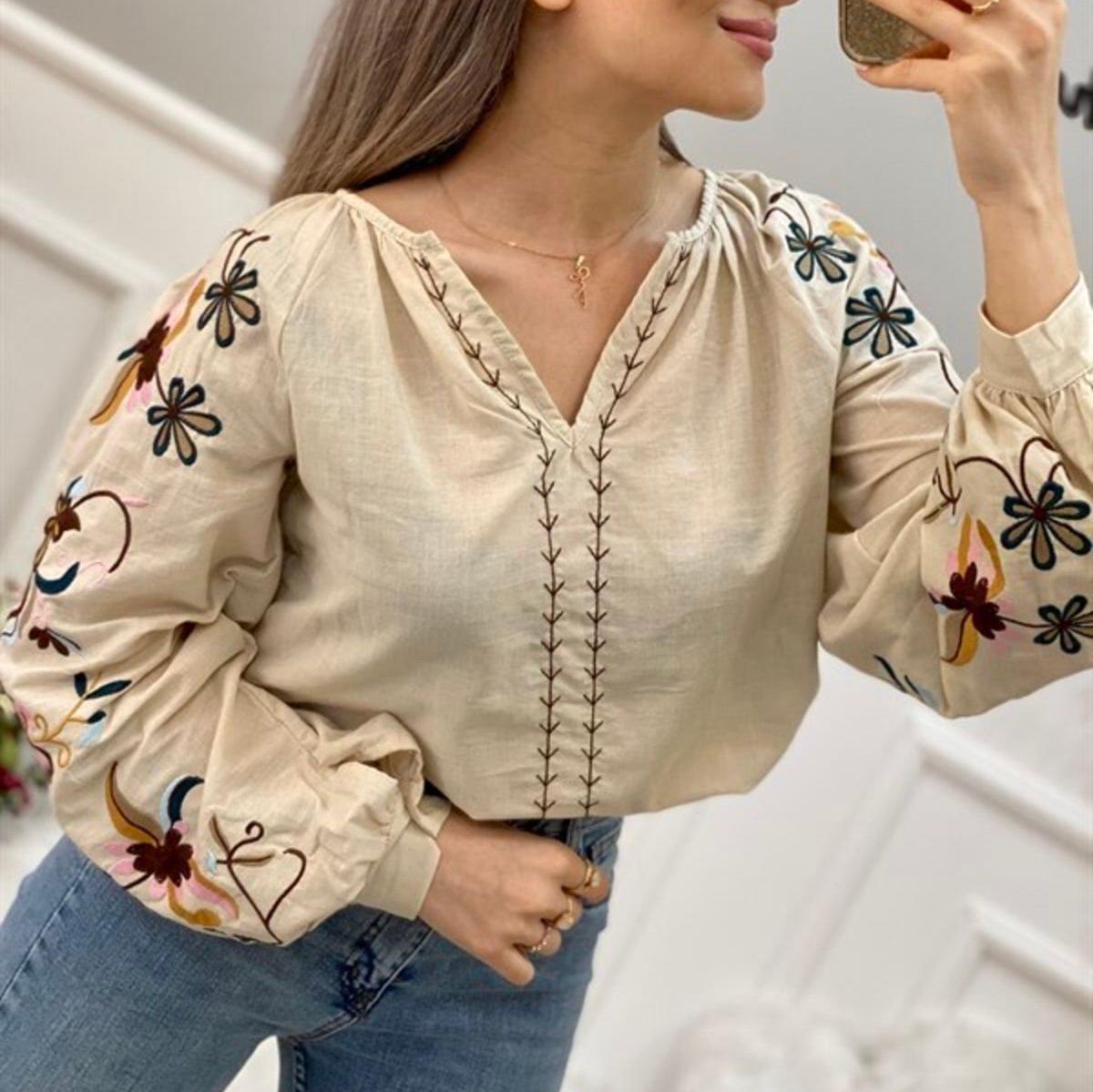 Floral Embroidered Blouse, Cotton Blouse, Women Shirt, Boho Embroidered ...