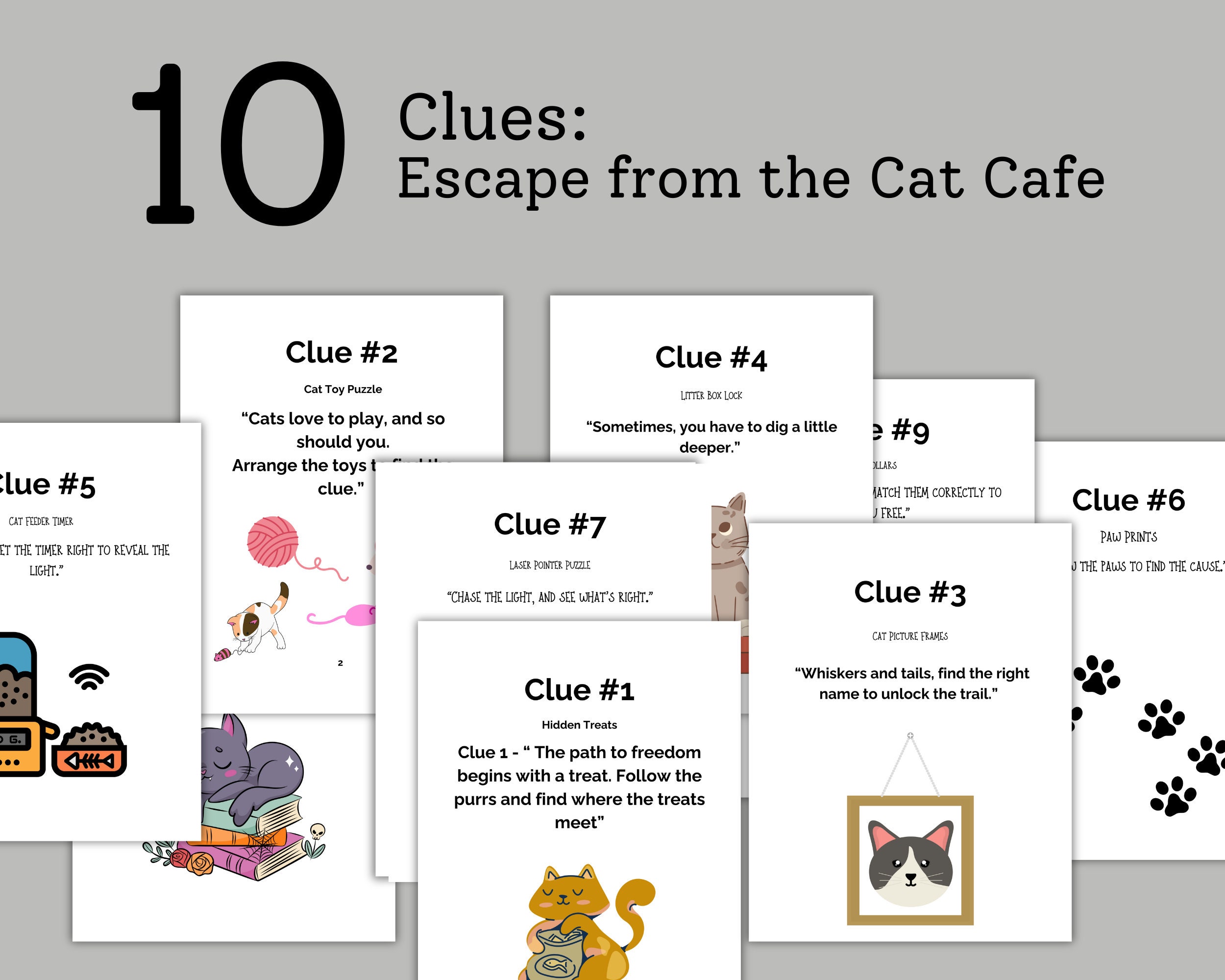 Escape From the Cat Cafe Game for Kids, Cat Cafe Printable Escape Room ...