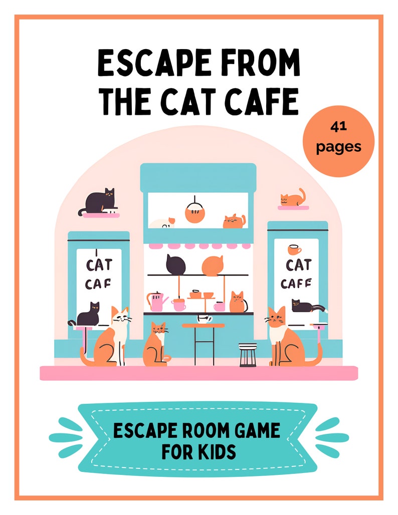 Escape From the Cat Cafe Game for Kids, Cat Cafe Printable Escape Room ...