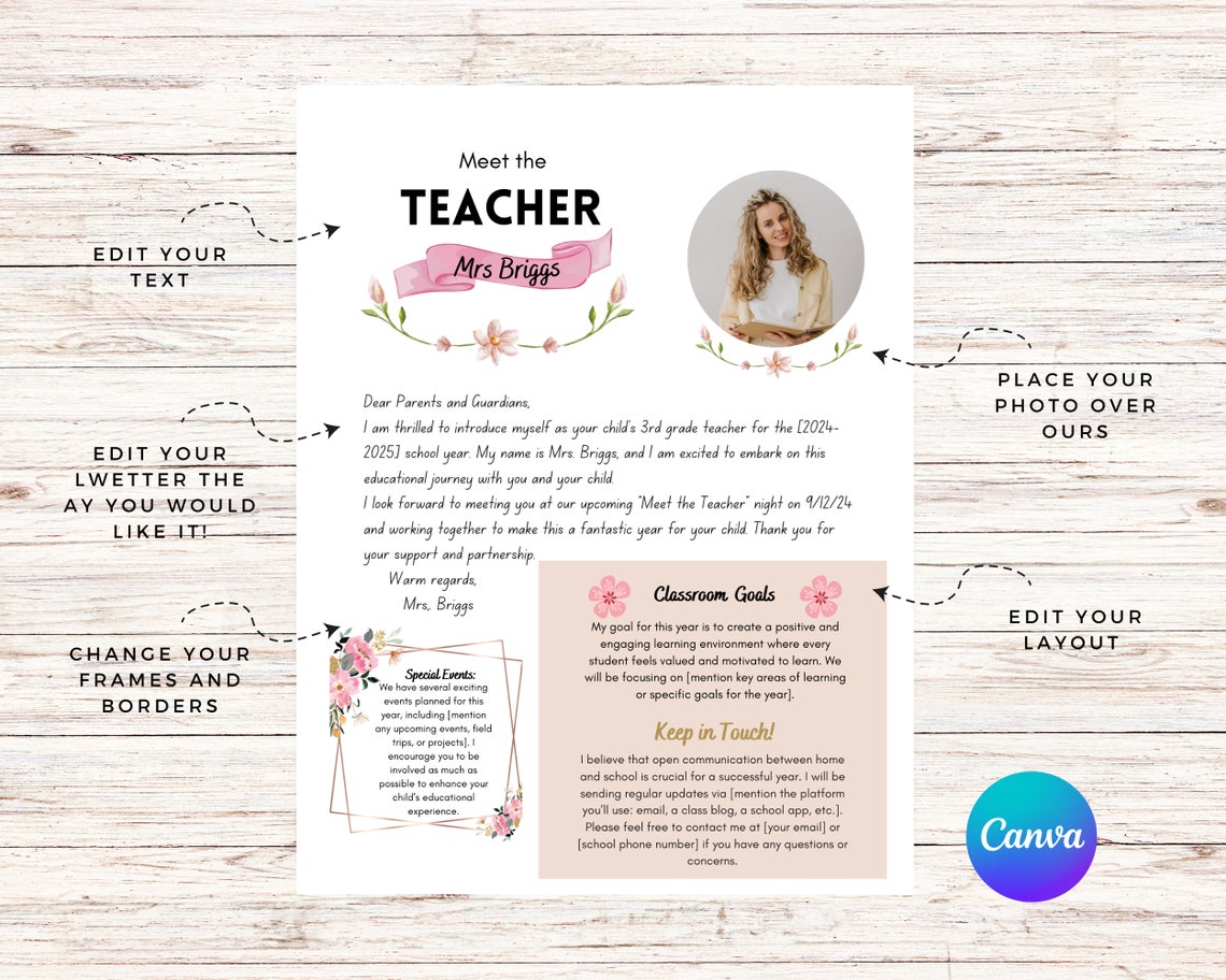 Meet the Teacher Editable Template, Back to School Welcome Letter to ...