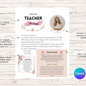 Meet the Teacher Editable Template, Back to School Welcome Letter to ...