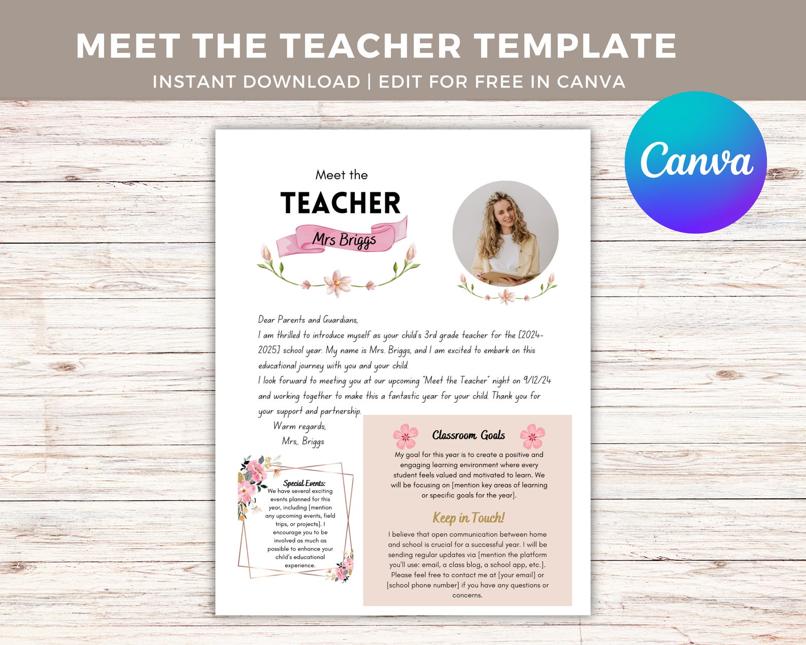 Meet the Teacher Editable Template, Back to School Welcome Letter to ...