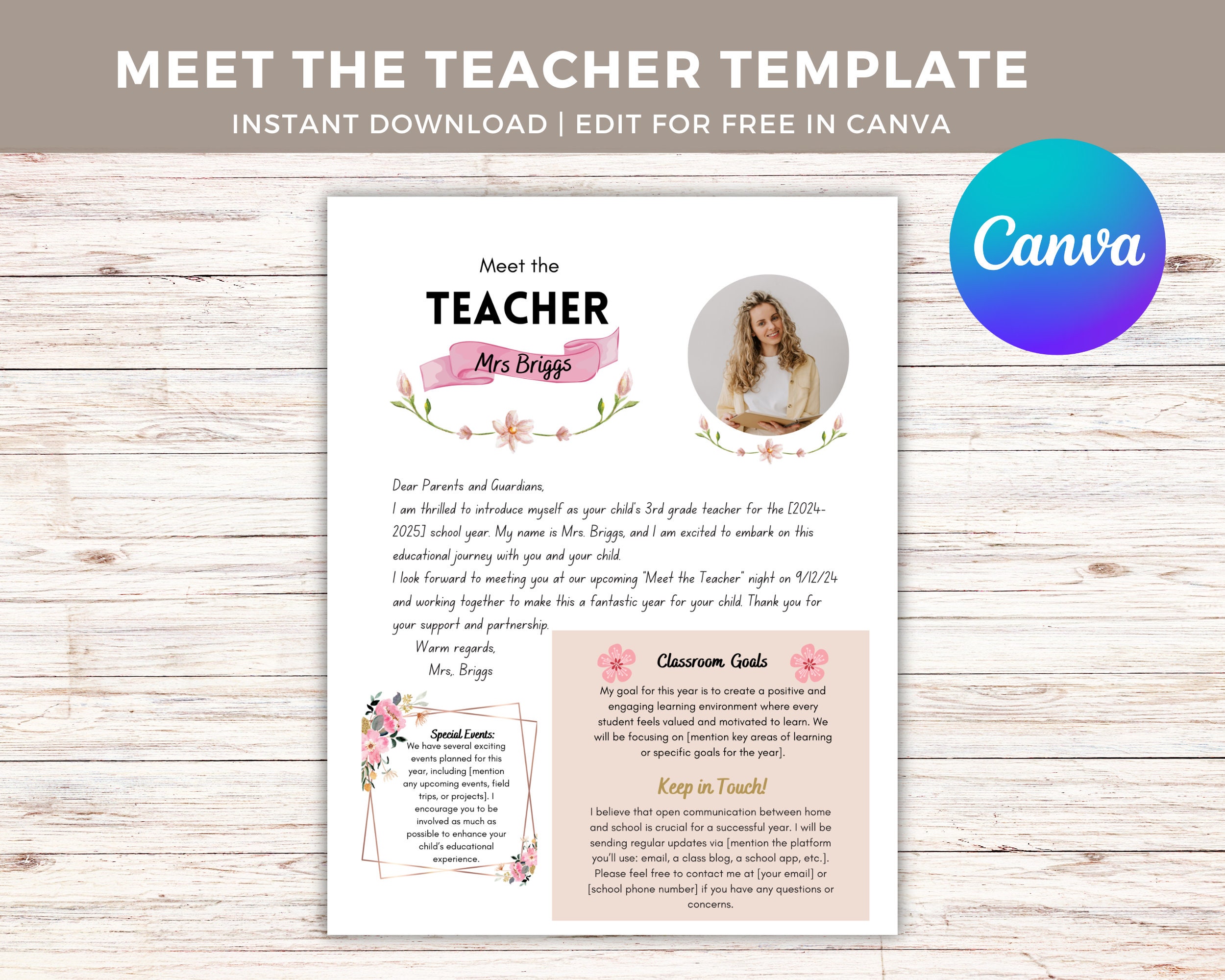 Meet the Teacher Editable Template, Back to School Welcome Letter to ...