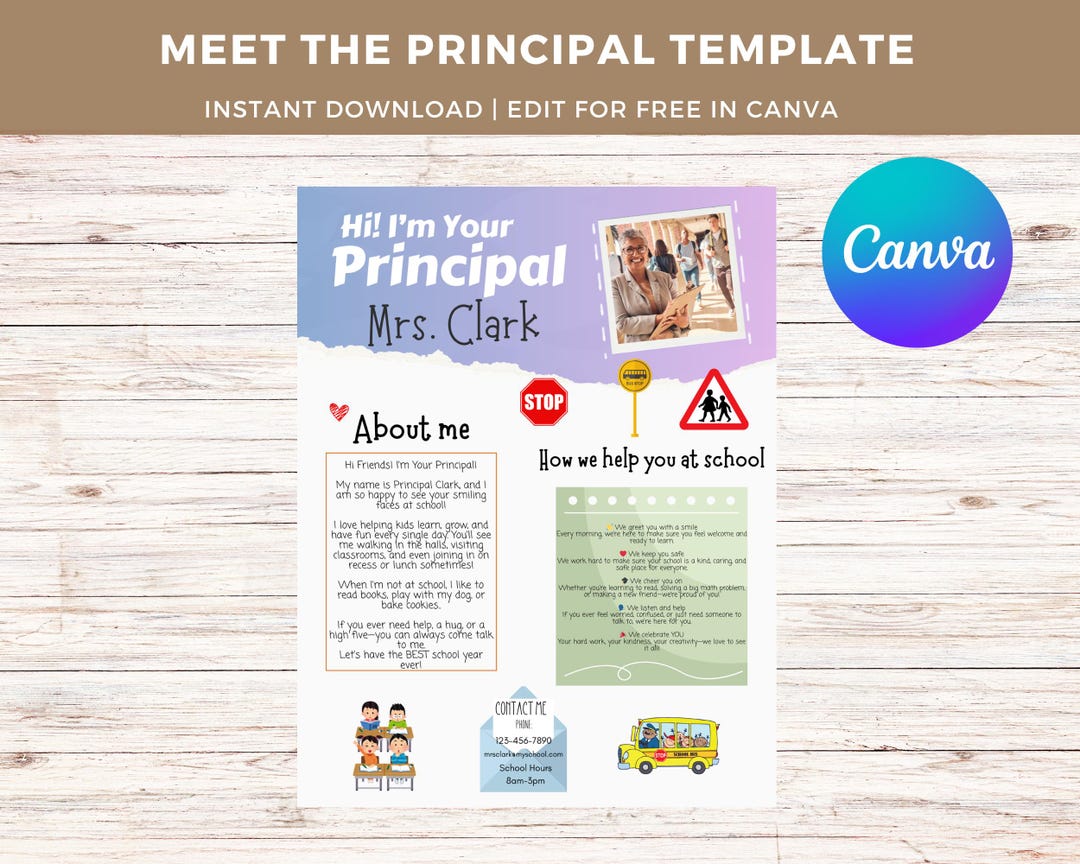 Editable Meet the Principal Letter Template: Back to School (canva ...
