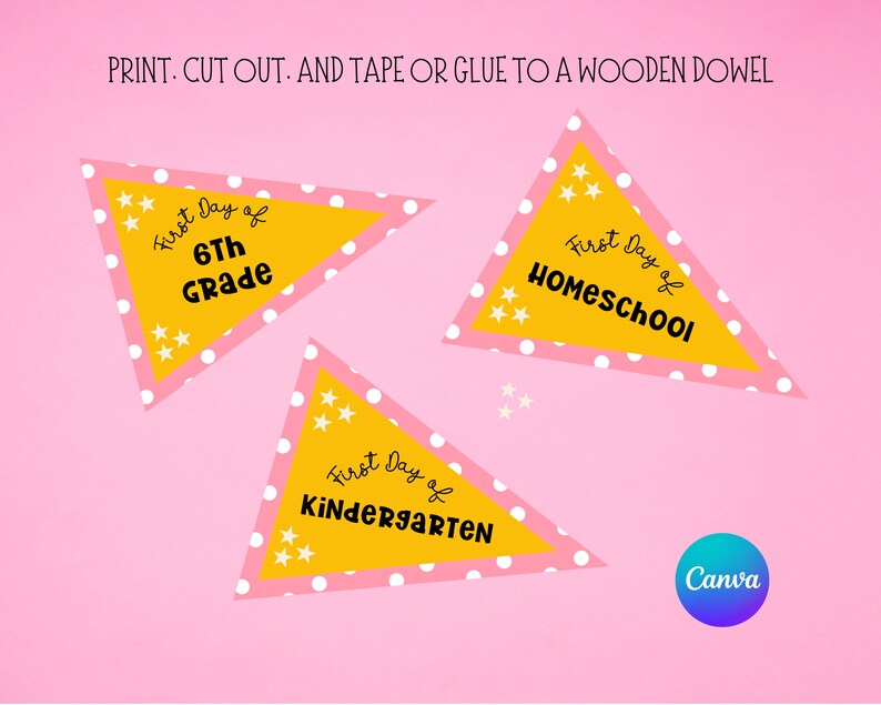 First Day of School Flags, Printable Back to School Pennant Flags ...