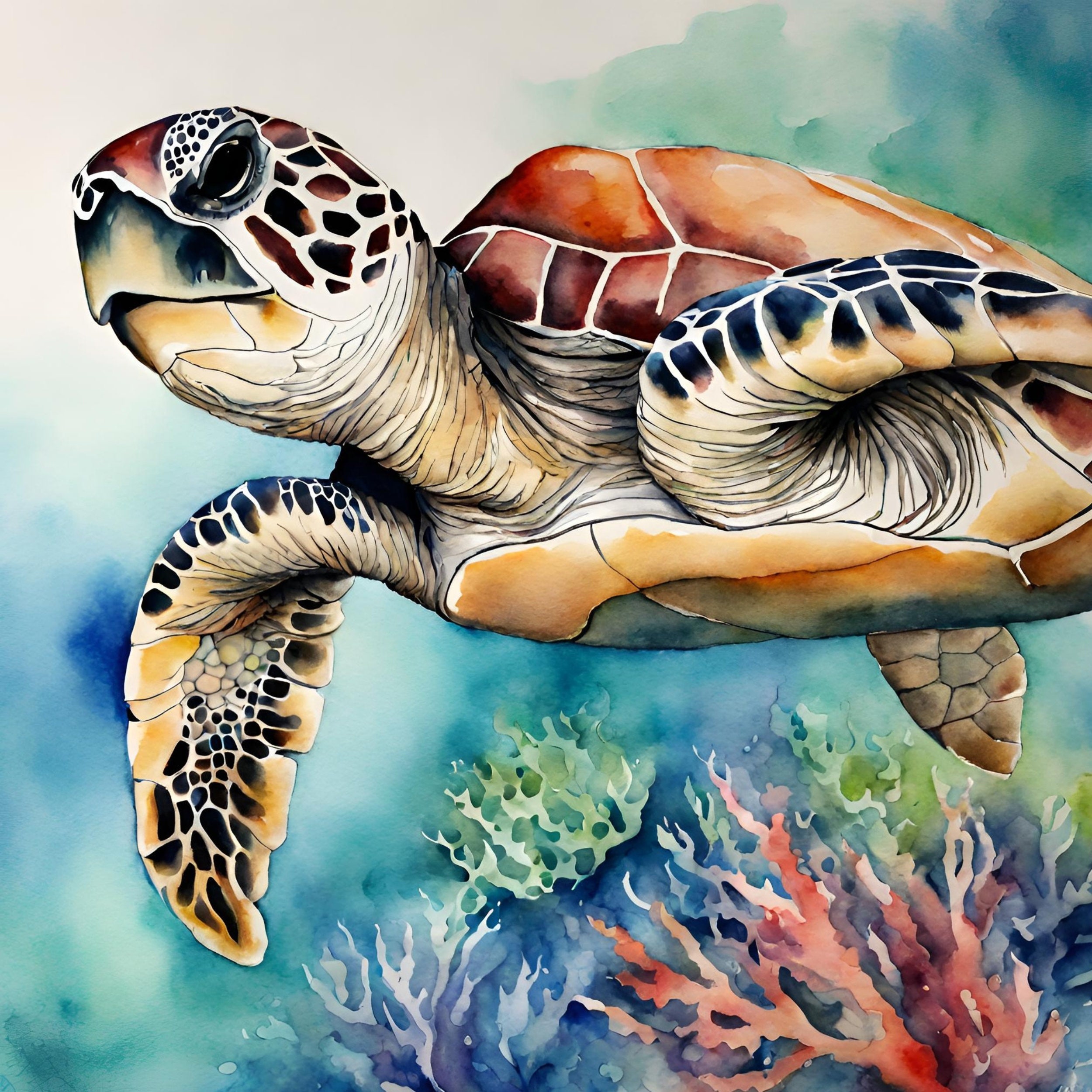10 High Quality Prints, JPG File, Digital Printable, Sea Turtle ...