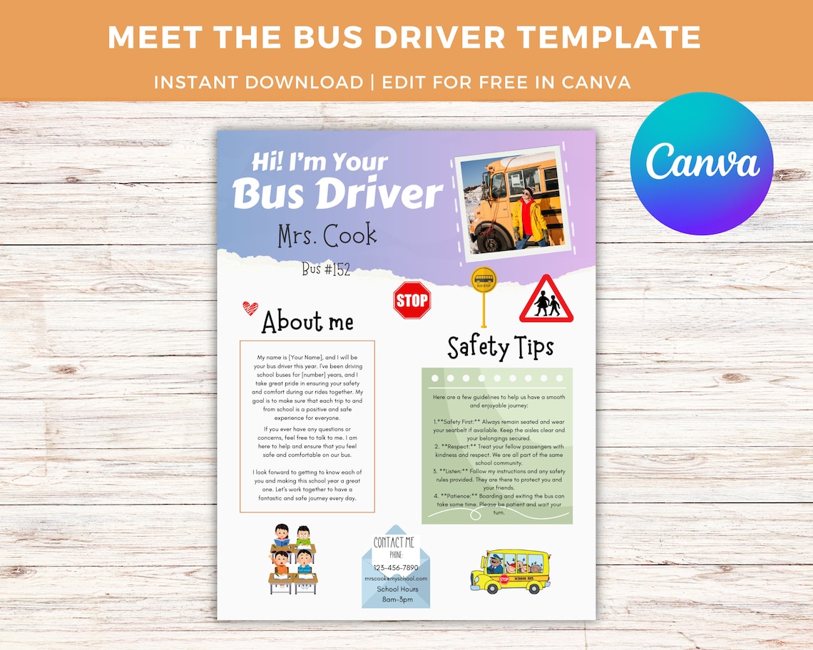 Meet the Bus Driver Editable Template, Back to School Letter, First Day ...