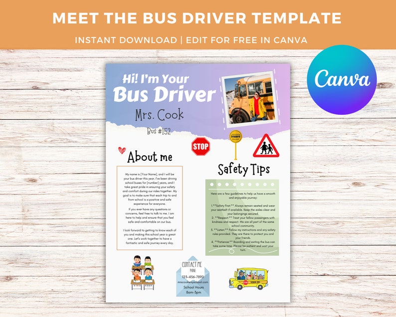 Editable Meet the Bus Driver Letter Template: Back to School (canva ...