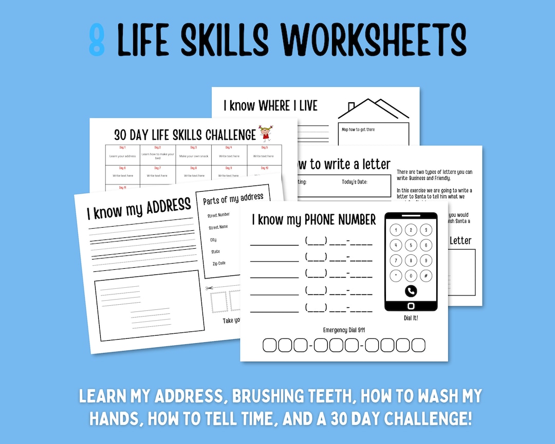 Life Skills Worksheet Bundle, Kids Skills in Life Essential Bundle, My ...
