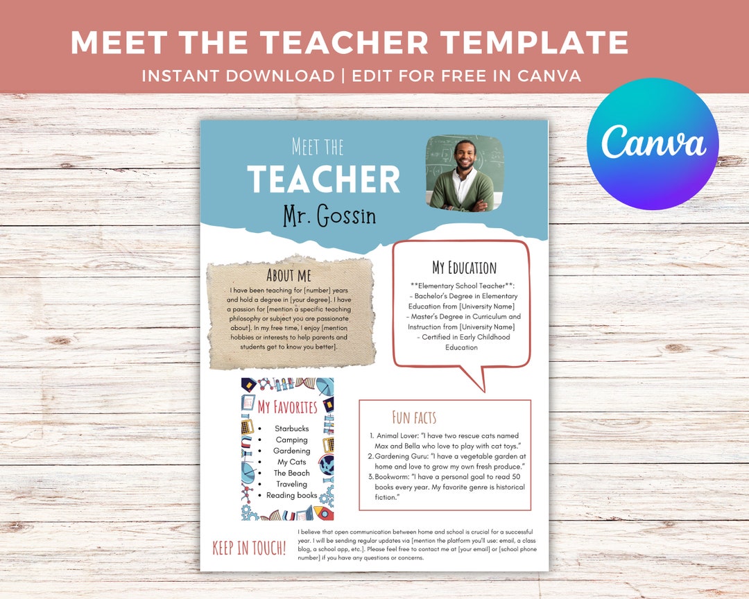 Editable Meet the Teacher Template: Back to School Newsletter (canva ...