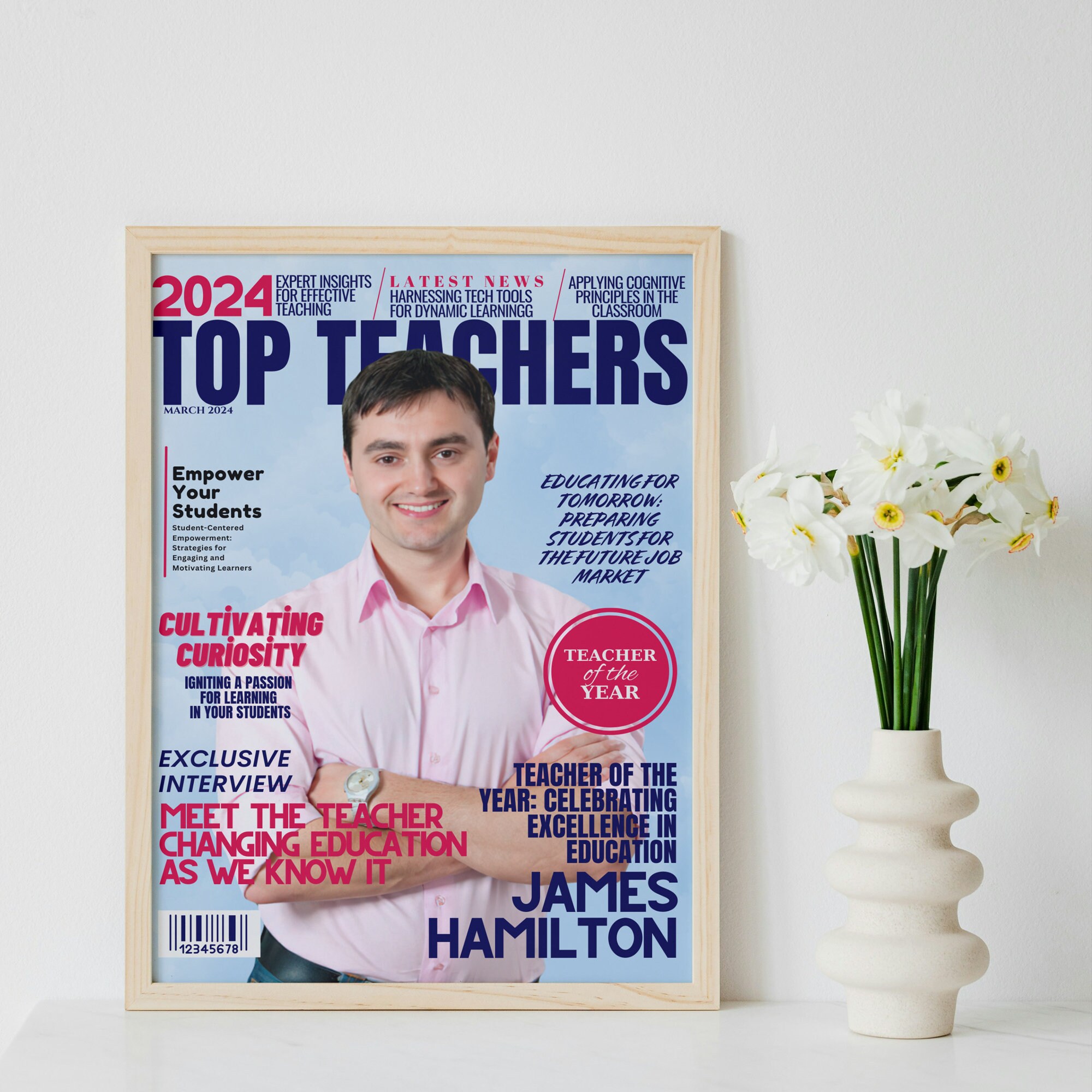 Custom Teacher Magazine Cover, Back to School Teacher Gifts, Teacher Appreciation Gift, End of ...