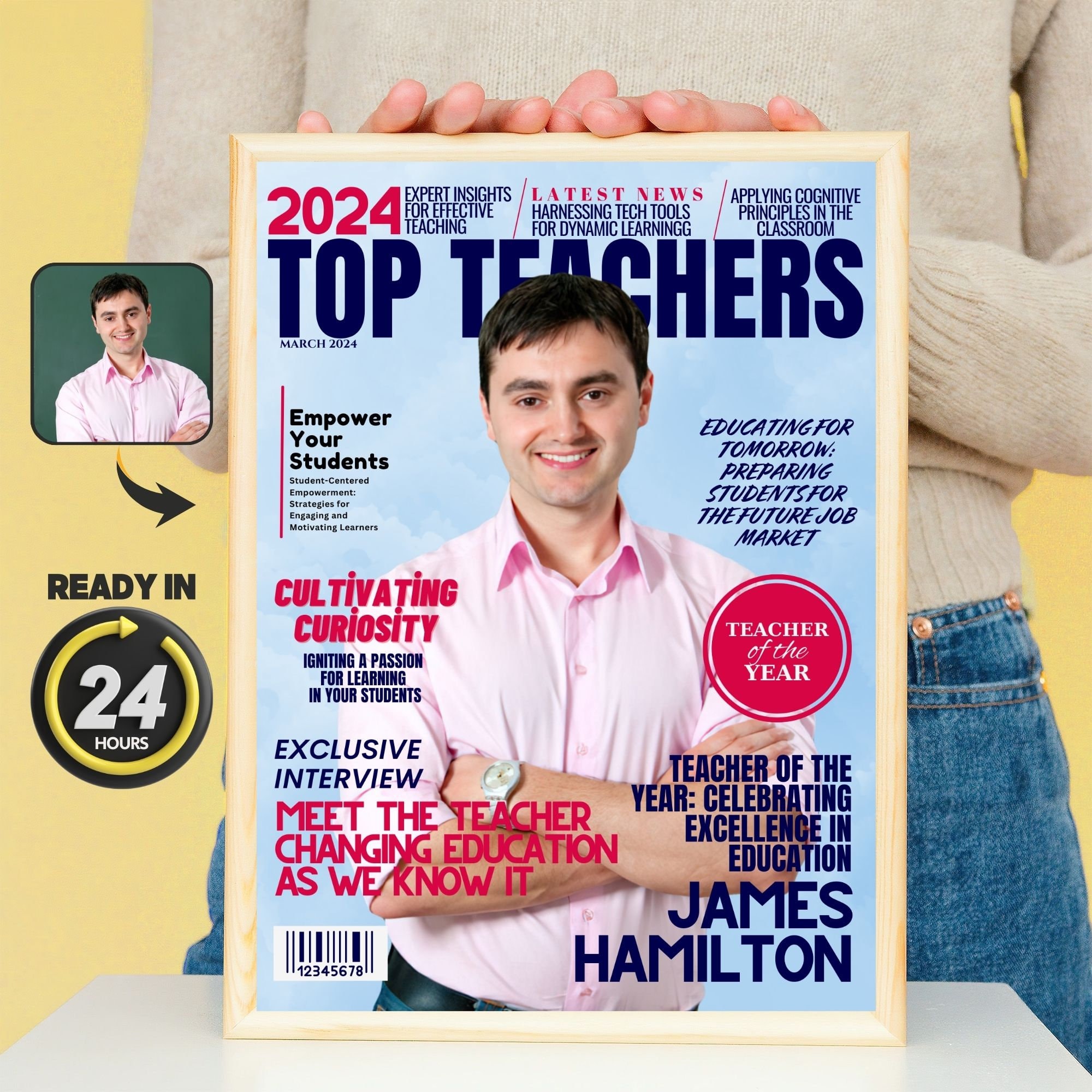 Custom Teacher Magazine Cover, Back to School Teacher Gifts, Teacher ...