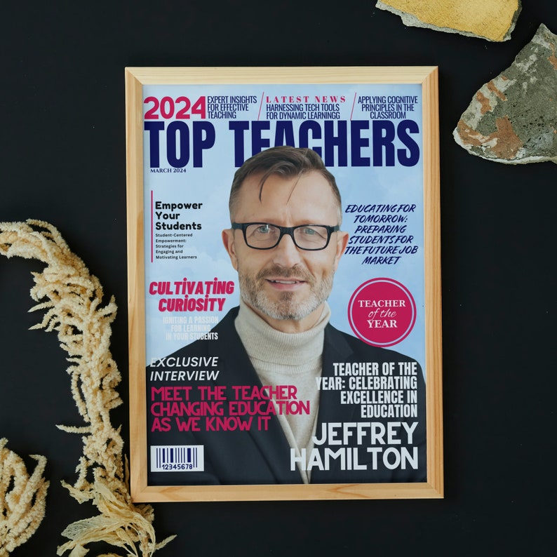 Custom Teacher Magazine Cover, Back to School Teacher Gifts, Teacher Appreciation Gift, End of ...