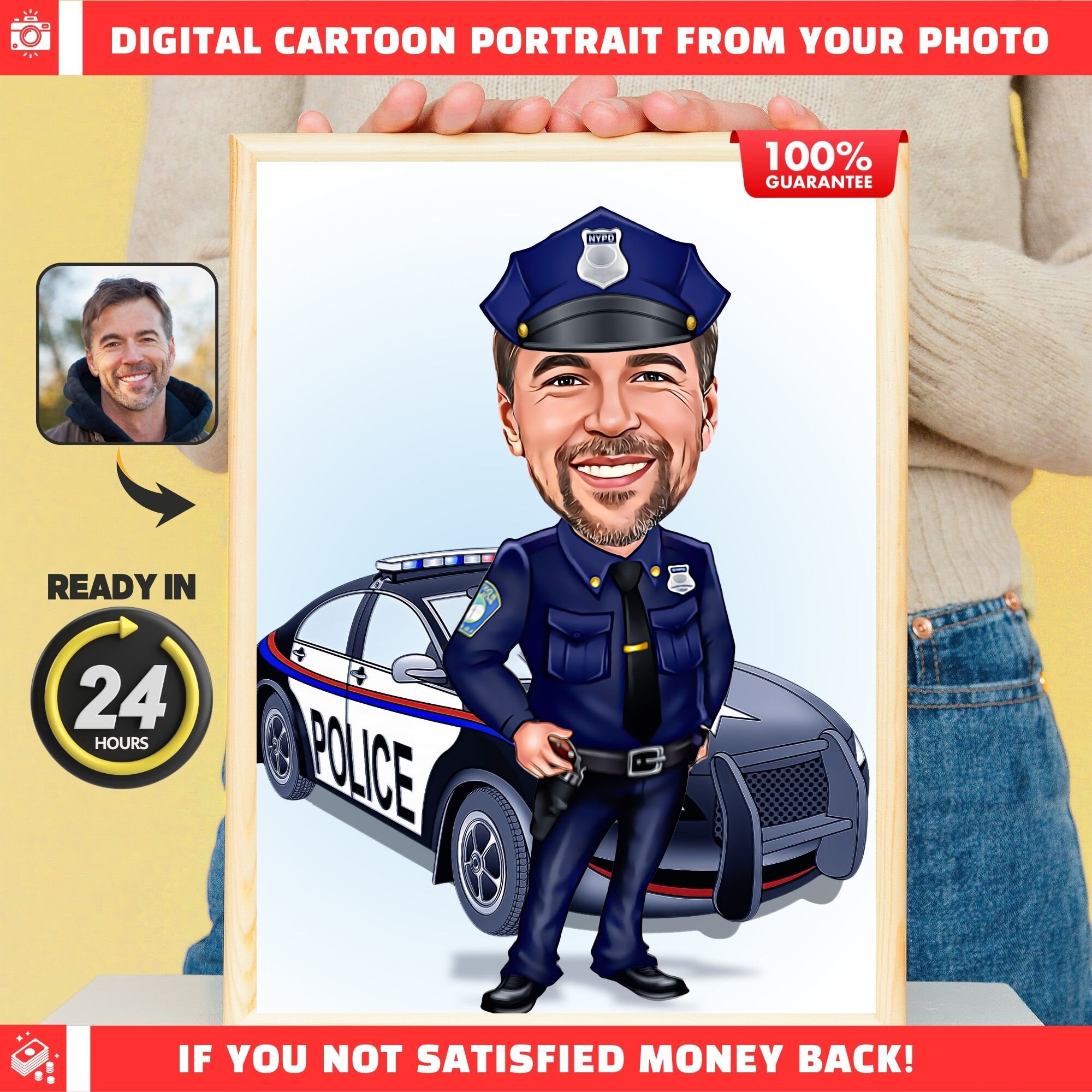 Customized Police Portrait: Police Print, Police Graduation Gift ...