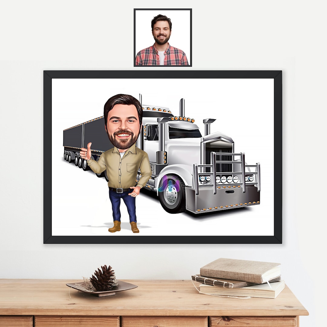 Custom Trucker Cartoon, Truck Driver Gift, Truck Driver Cartoon, Custom ...