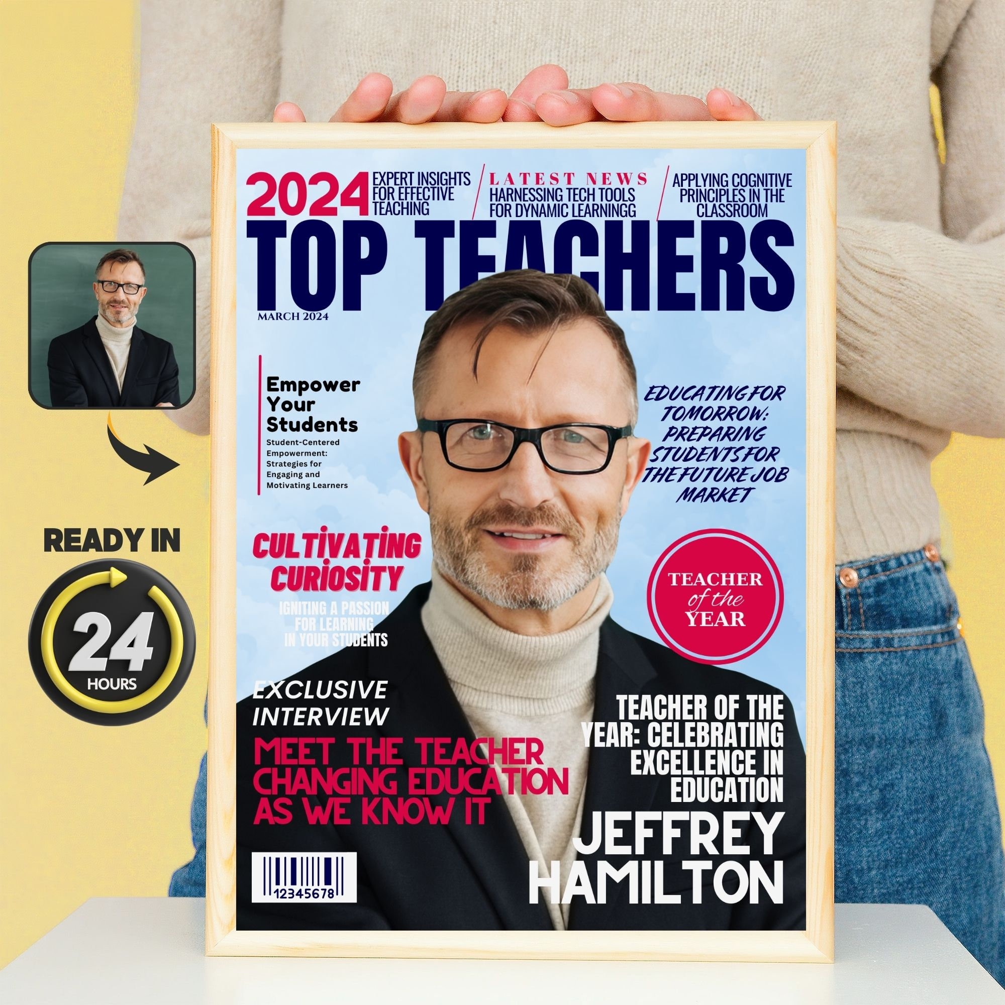 Custom Teacher Magazine Cover, Back to School Teacher Gifts, Teacher ...