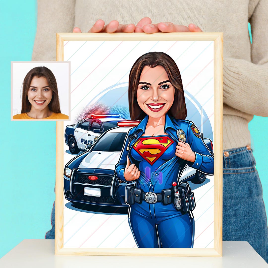 Heroic Tribute: Custom Digital Police Cartoon, Perfect Police Officer ...