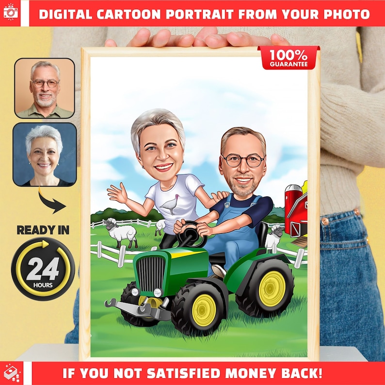 Custom Cartoon Farmer Portrait: Farmer Gift, Farmer Portrait, Custom ...