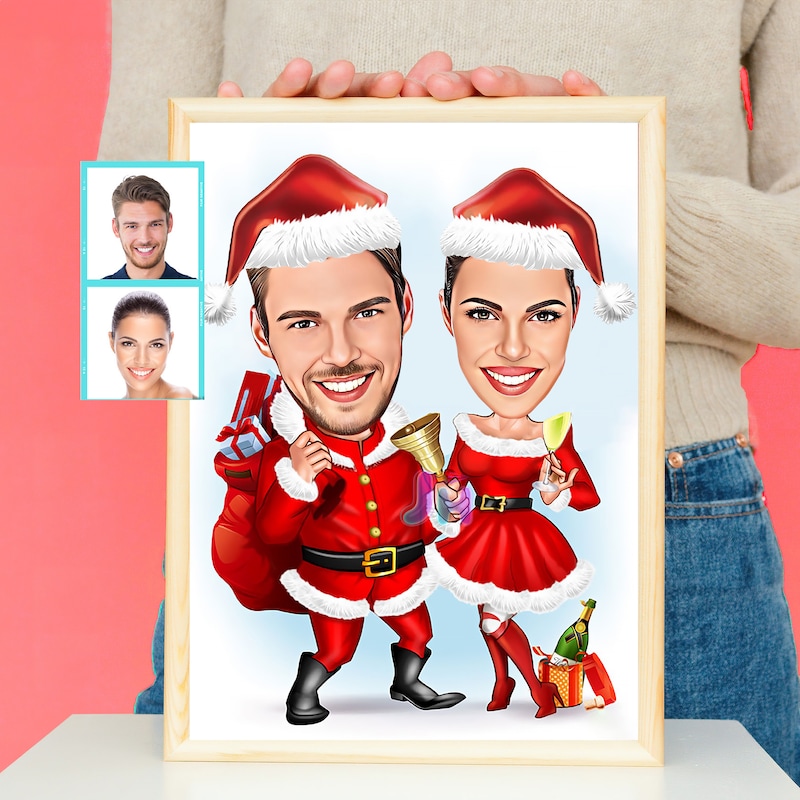 Personalized Cartoon Christmas Cards - Etsy