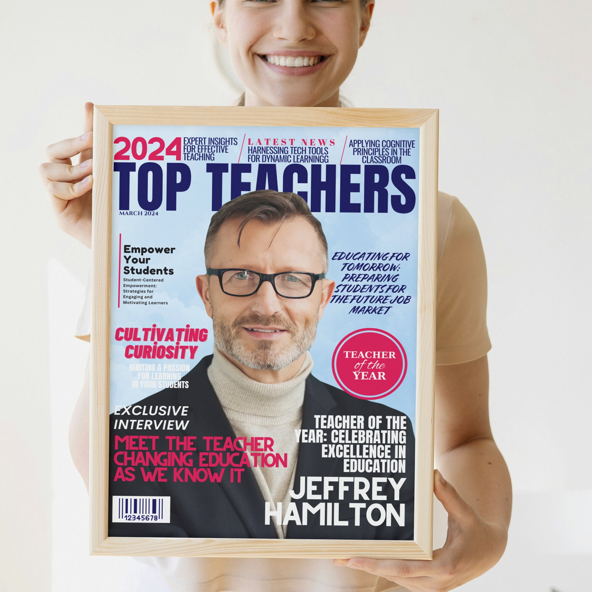 Custom Teacher Magazine Cover, Back to School Teacher Gifts, Teacher Appreciation Gift, End of ...
