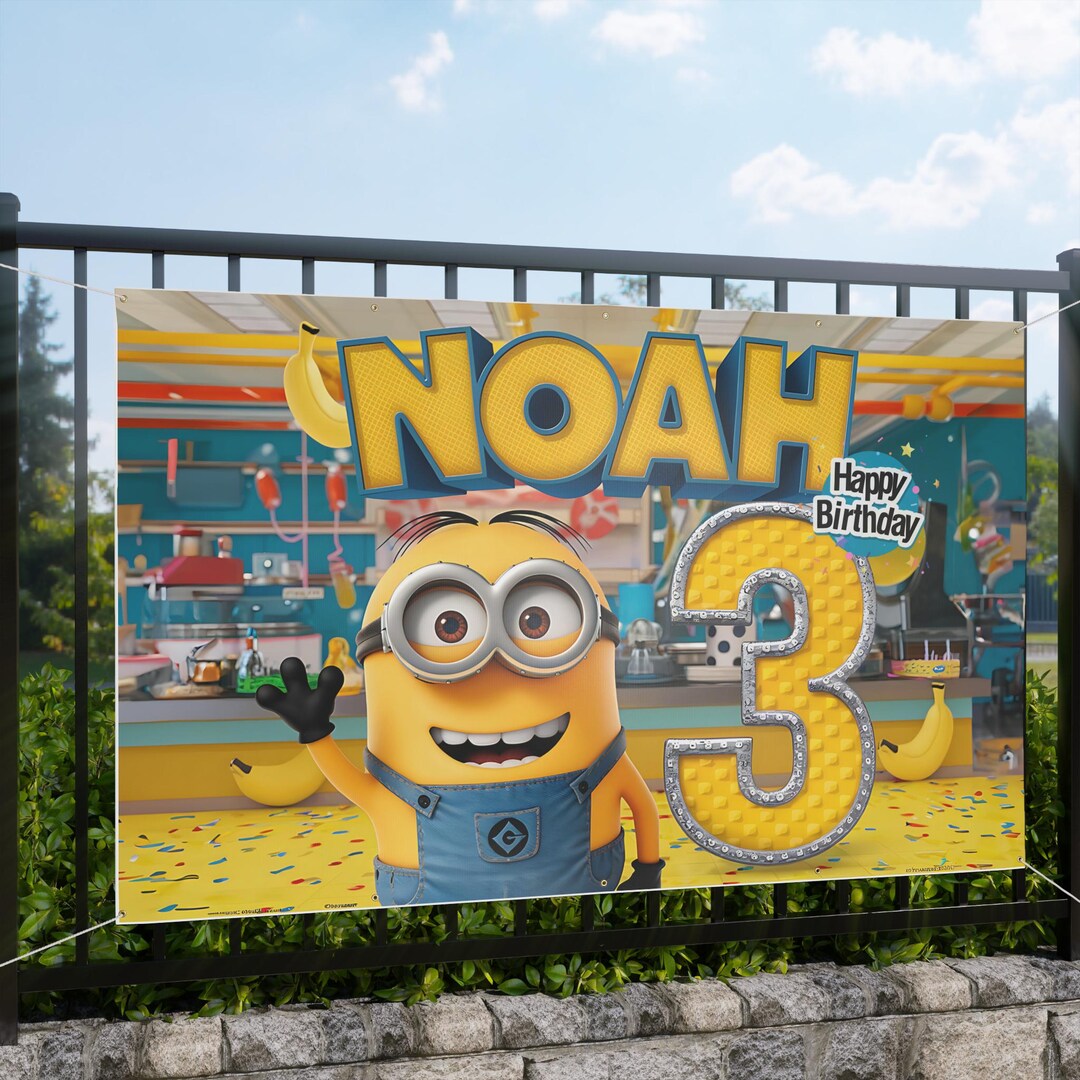 Personalized Minions Party Backdrop Banner, Birthday Minion Background ...