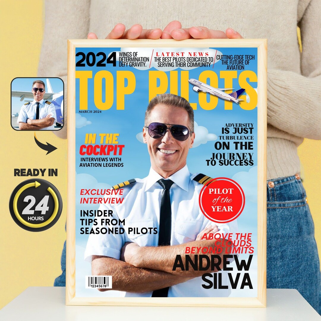 Pilot Gift Custom Magazine Cover, Pilot Birthday Gifts, Gift for Pilot ...