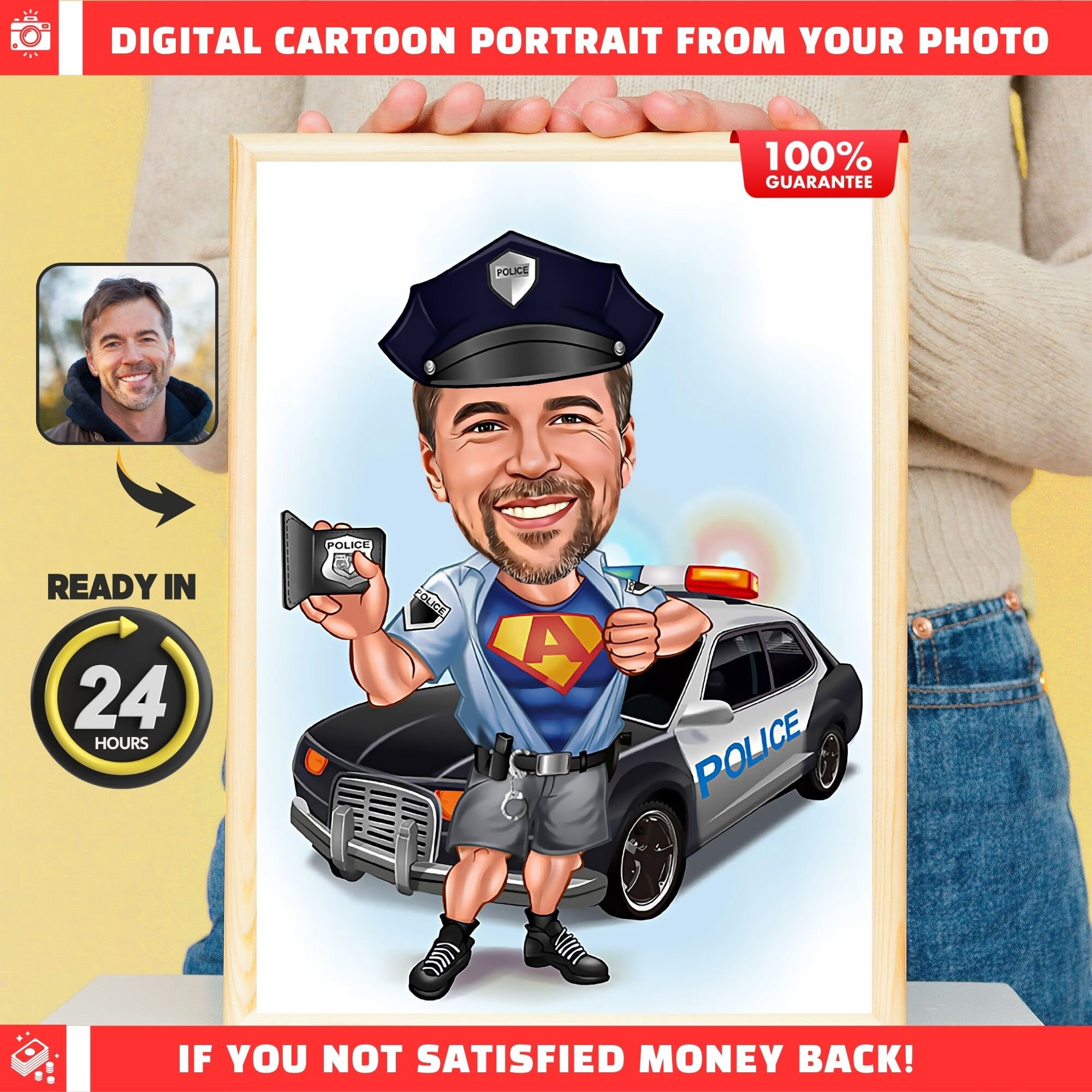 Super Police Officer Caricature: Police Retirement Gift ...